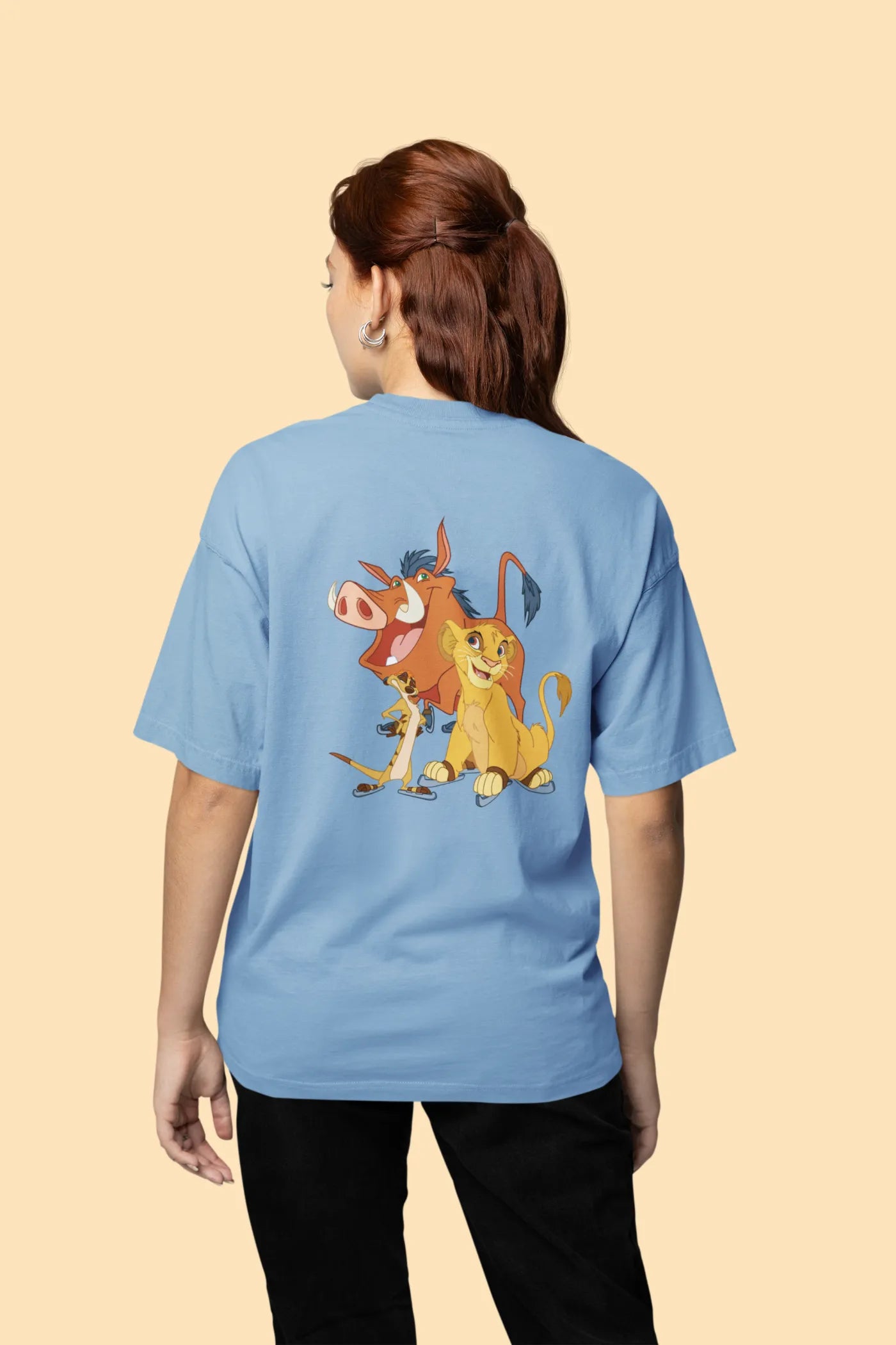 Timon Simba Pumbaa Back Print Oversized T-Shirt – Iconic Movie Trio Tee ...