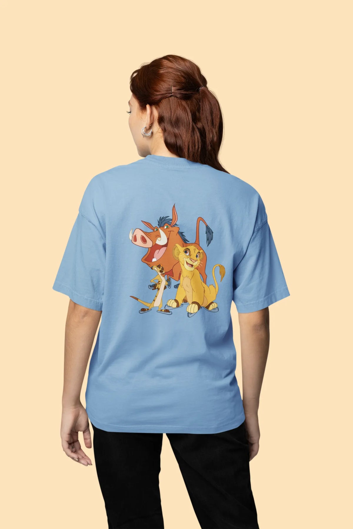 Timon Simba Pumbaa Back Print Oversized T-Shirt – Iconic Movie Trio Tee ...