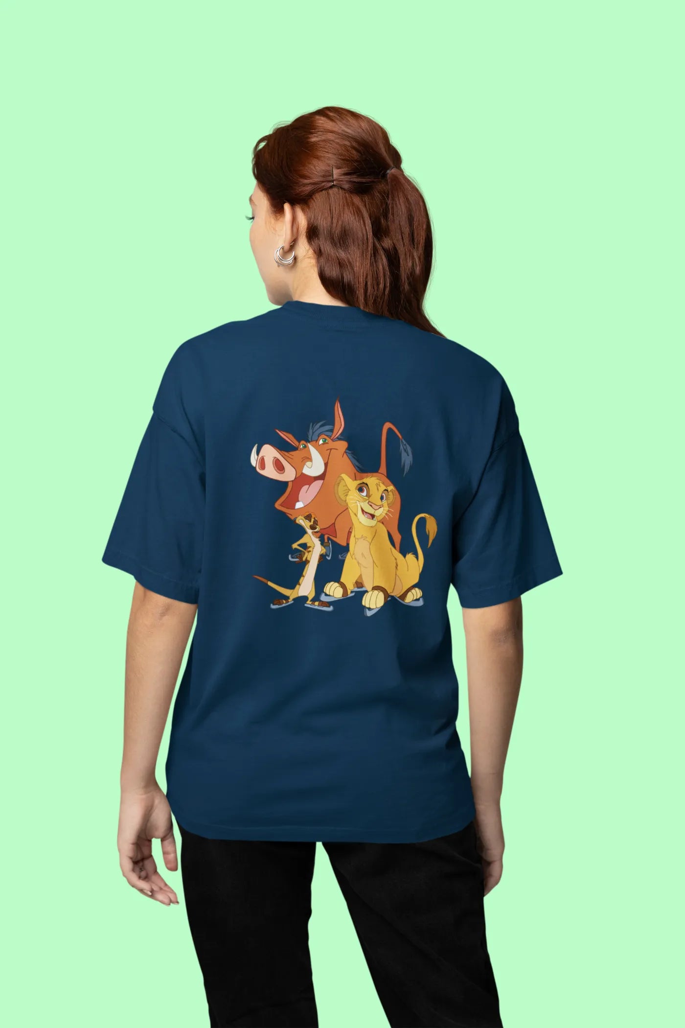 Timon Simba Pumbaa Back Print Oversized T-Shirt – Iconic Movie Trio Tee ...
